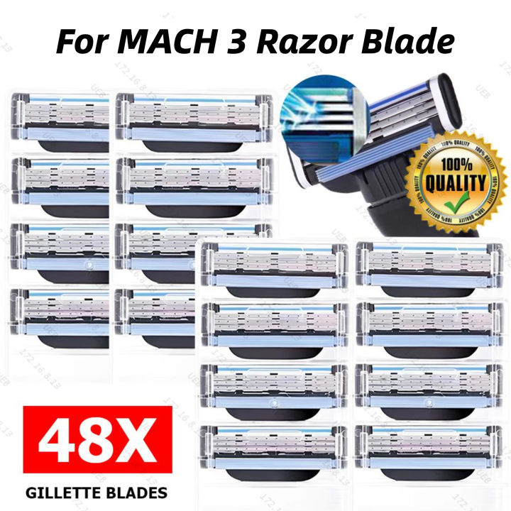 Stainless Steel Men Razor Blades 3 Layer Classic Manual Beard Shaver ...