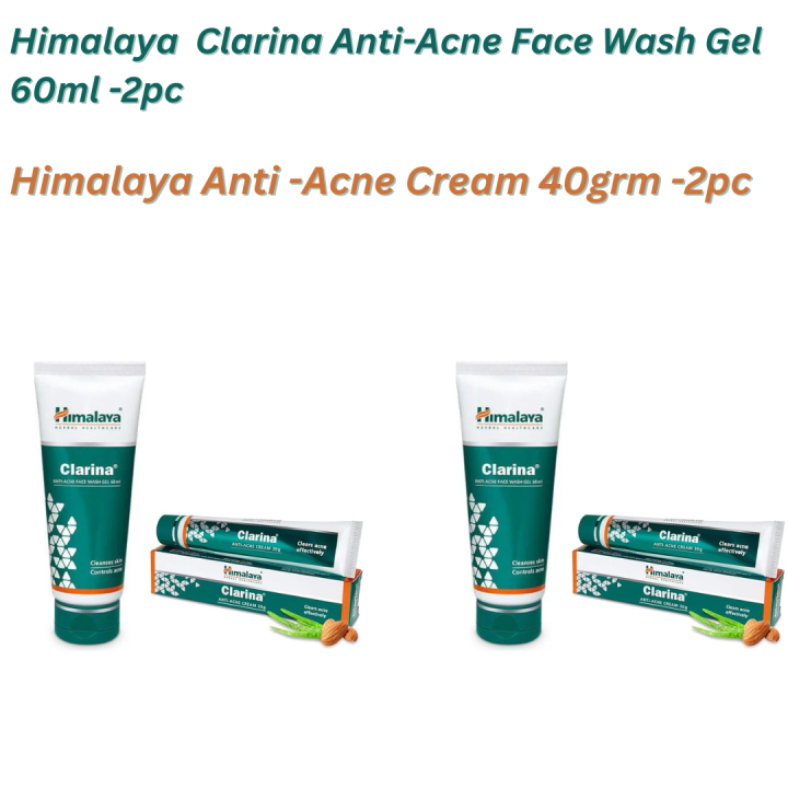 Himalaya Clarina Anti-Acne Face Wash Gel 60ml-2pc + Himalaya Clarina ...