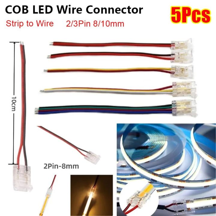 5Pcs/Set Durable 2/3 Pin COB LED Wire Connector 8/10mm Strip to Wire ...