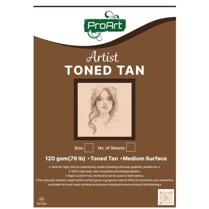 ProArt Artists' Toned Tan Sketch Papers A4, Medium Surface-120 GSM ...