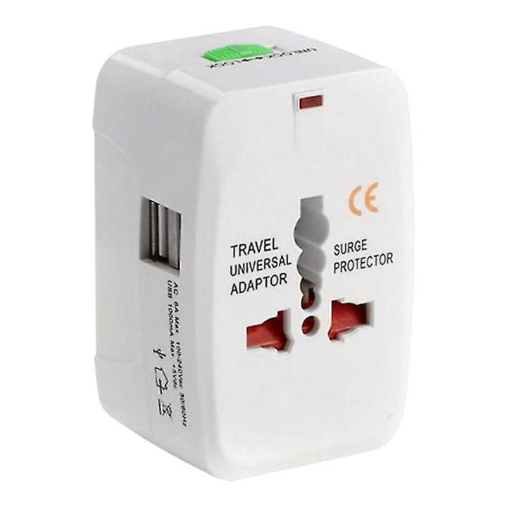 All in One Universal International Plug Adapter 2 USB Port World Travel AC Power Charger Adaptor ...