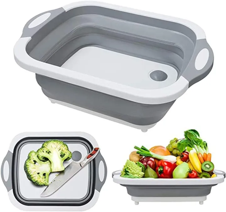 3 in 1 Multi Functional Silicon Based Kitchen Foldable Cutting ...