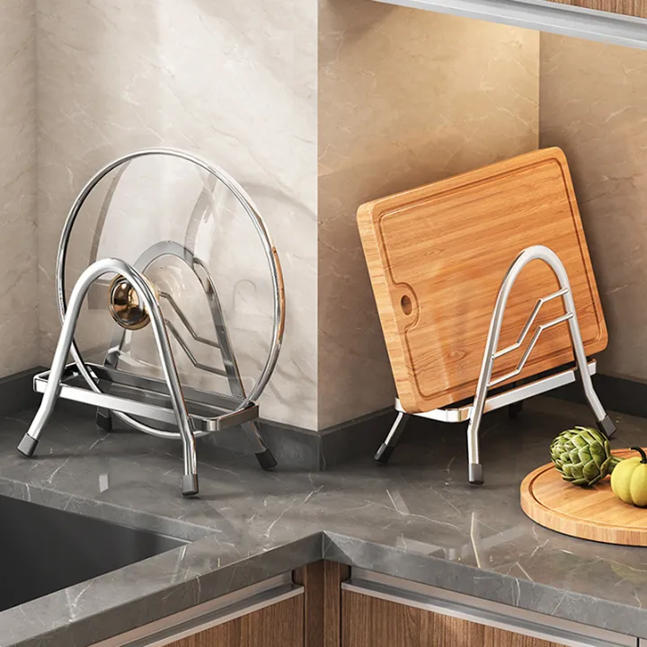 Plate Organizer Rack Stainless Steel Pot Lid Holder Cutting Board ...