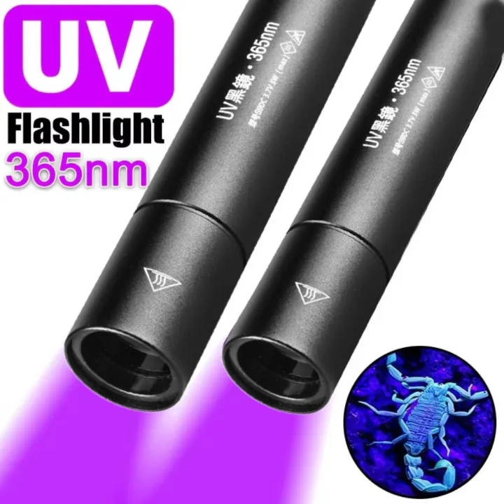 Portable 365nm UV Flashlight Rechargeable Handheld UV Light Zoomable ...