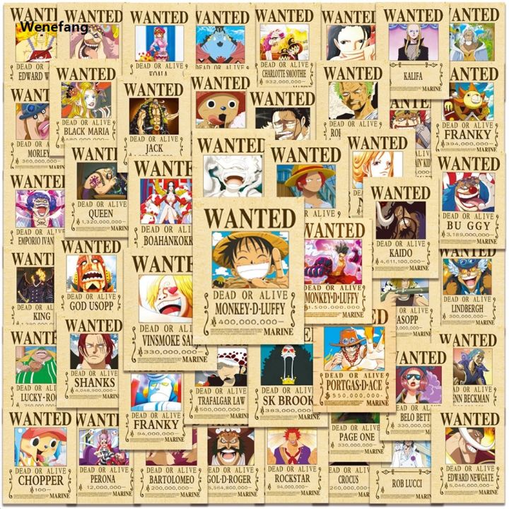 Wenefang 10/30/50pcs Anime One Piece Wanted Posters Stickers for Kids ...