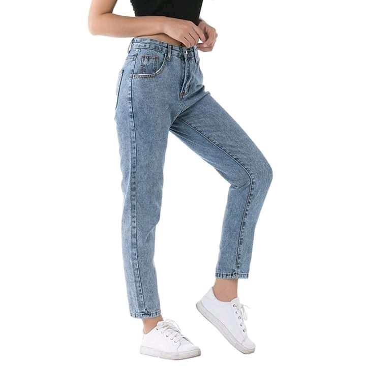 Light Blue Distressed Boyfriend Jeans Comfortable Fit, Casual Style ...