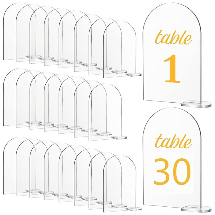 30 Sets Acrylic Sign Acrylic Table Signs with Stands Blank Arched Sheet ...