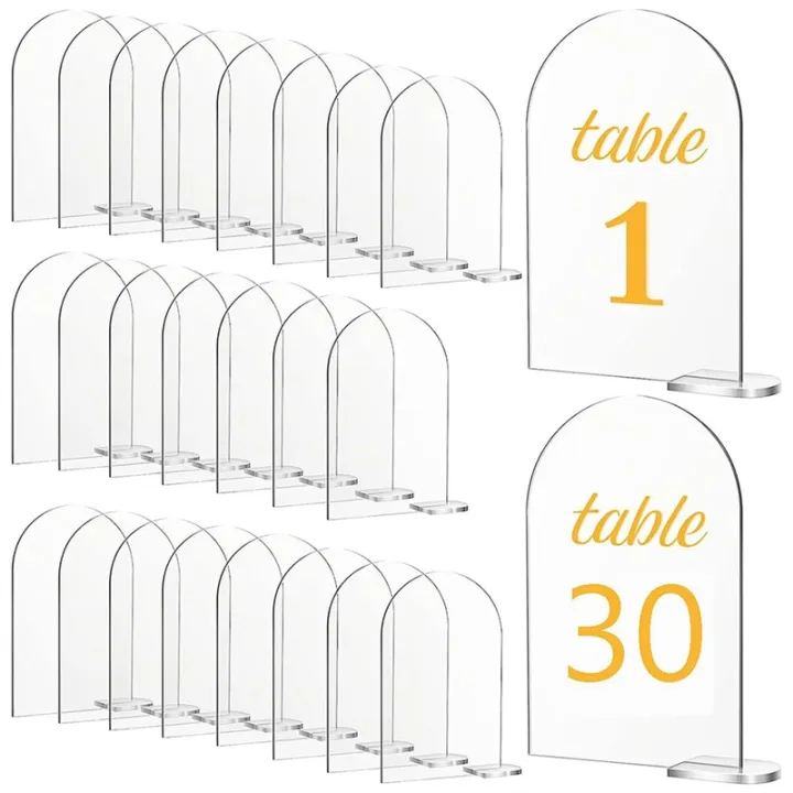 30 Sets Acrylic Sign Acrylic Table Signs with Stands Blank Arched Sheet ...