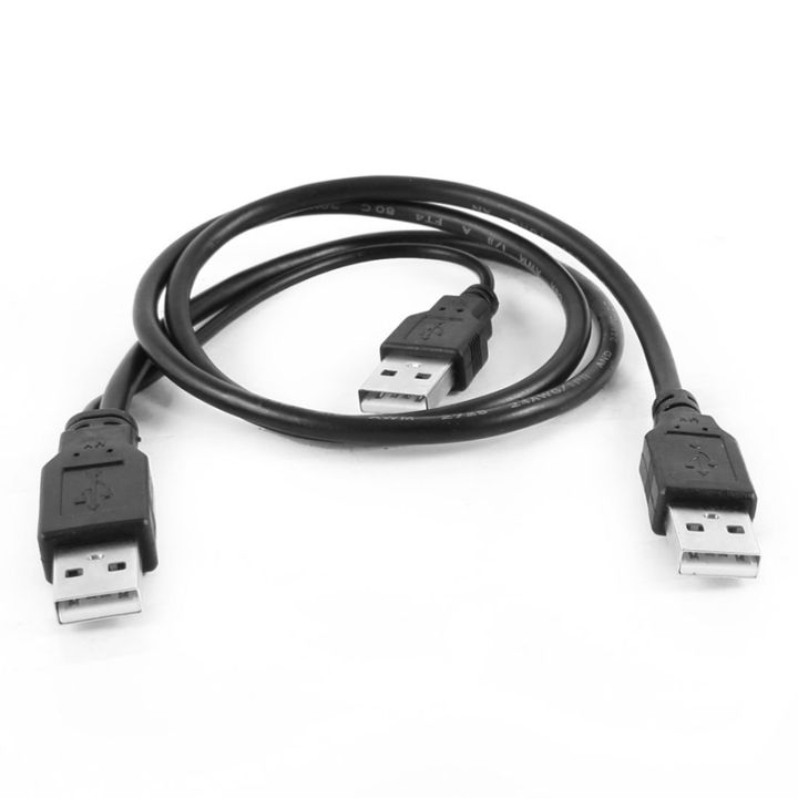 USB 2.0 A to A 3A Male Y Splitter Data Power Cable 2.5Ft Black for PC ...