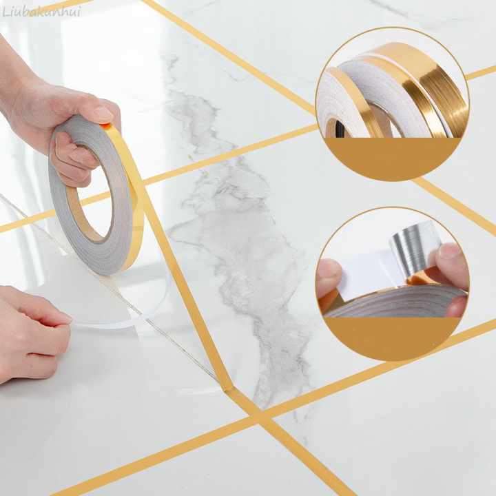 Liubakunhui 20M Ceramic Tile Mildewproof Gap Tape Decor Gold Silver ...
