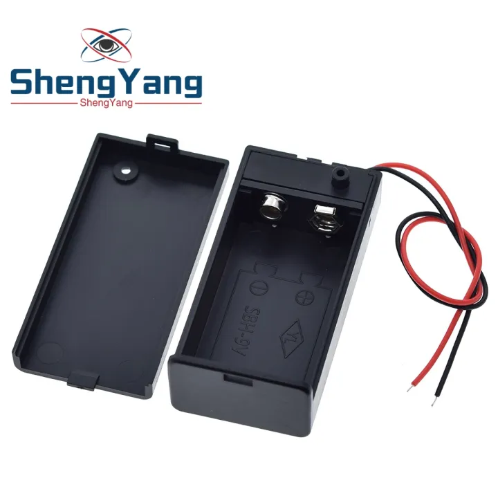 TZT Hot 9V Battery Storage Case Plastic Box Holder With Leads ON/OFF ...