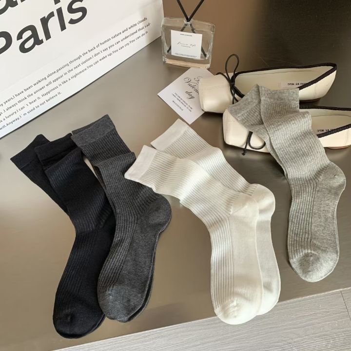 All-in-one vertical strip MIUMIU wind gray socks ultra-thin summer ...