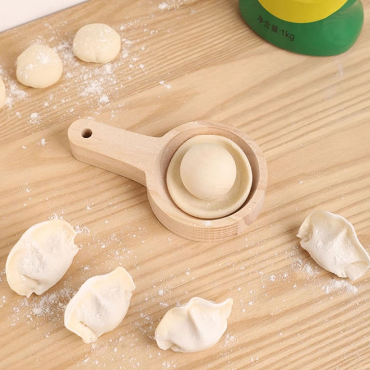 Round Wood Dumpling Skin Maker Ball Rolling Manual Dumpling Maker ...