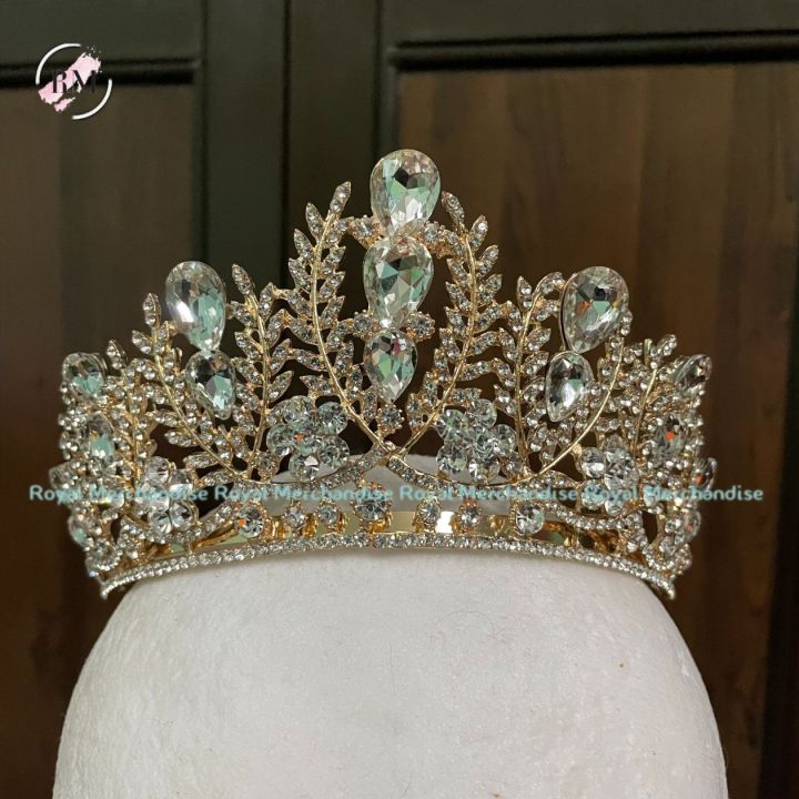 Crown / Golden Heavy Bridal Crown / Tiara / Engagement Tiara / Silver ...