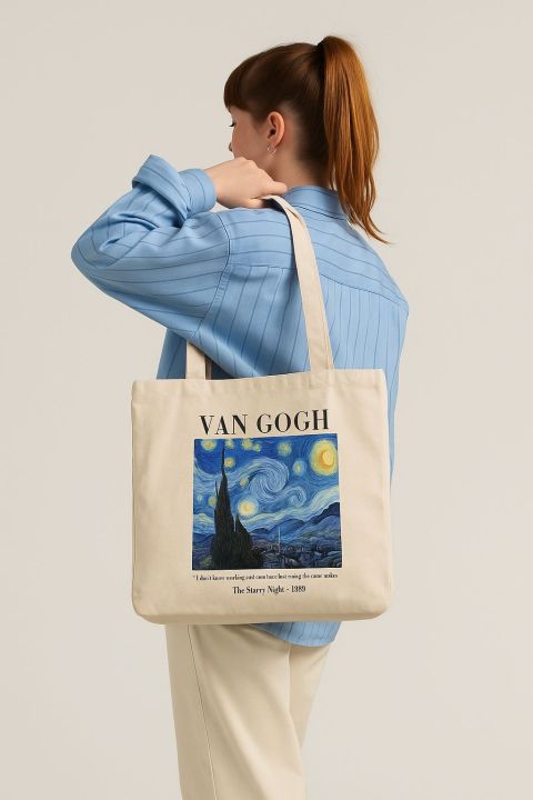 Van Gogh Tote Bag | "The Starry Night" , "Vase with Red Gladioli ...