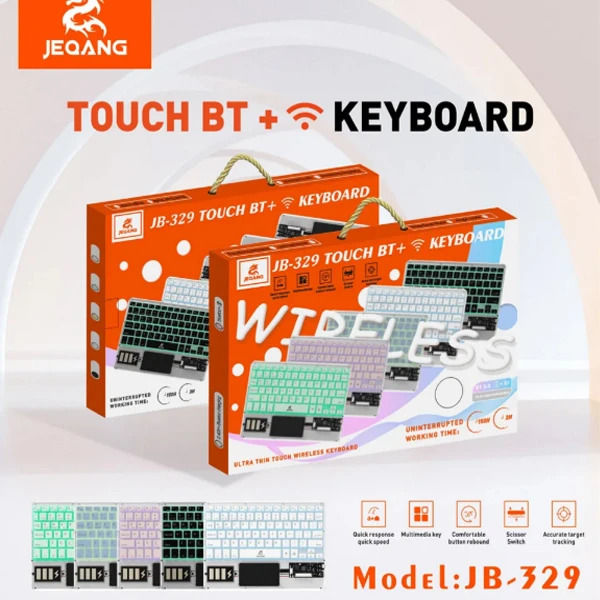 JEQANG JB-329 Transparent Charging Backlit Touch Bluetooth Keyboard | Daraz.com.np