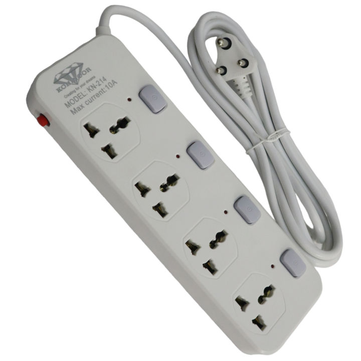 KOHINOOR 'KN-214' Surge Protector 4 Port 2500W 10A(Max) 3 Pin Extension ...