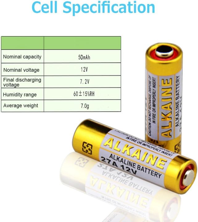 Alkaline Battery 12V 27A Battery For Alarm/Fan/Car Remote/ Door Bell ...