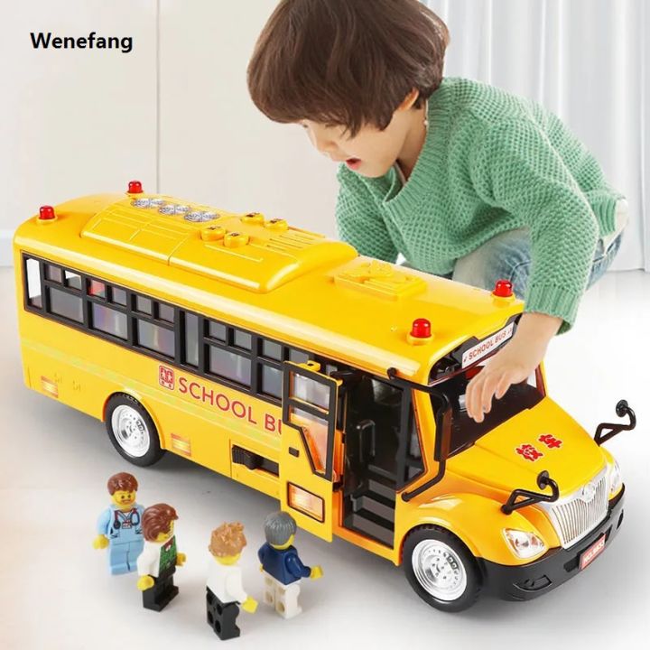 Wenefang Meettoy Kids Mini School Bus Car Toy Cartoon Pull Back Cars ...