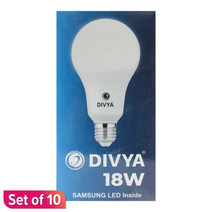 Divya LED Bulb 18 Watt E27 White Light Set Of 10 | Daraz.com.np