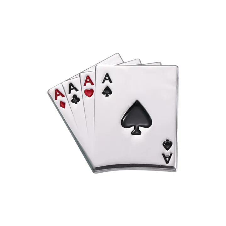 【Beiver Jewelry Store】（NEW）Playing Cards Red Square Enamel Brooch King ...