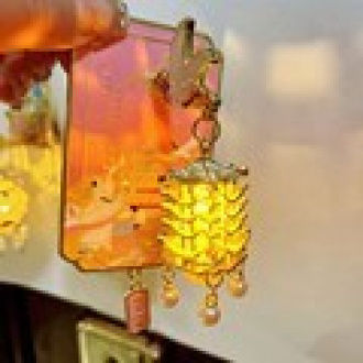 Luminous Lantern Yellow Crane Tower Fridge Magnet Metal Cultural and ...