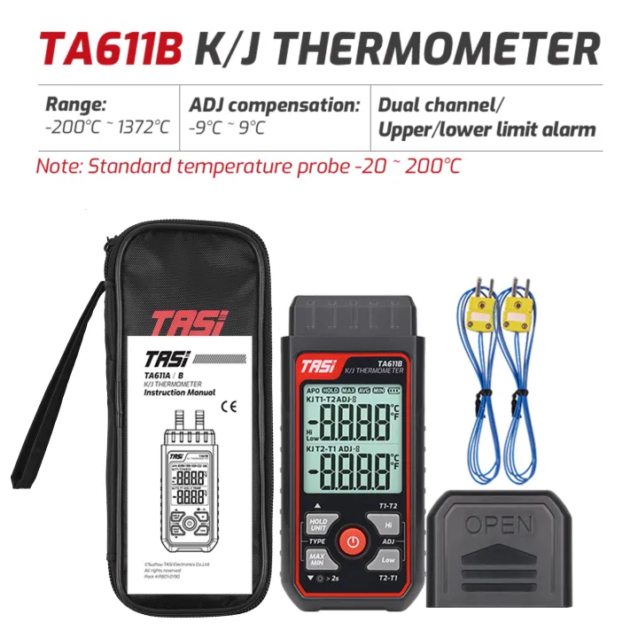 TASI TA611B K/J Ther-mometer Thermocouple -200~1372°C/ -328~2501°F ...