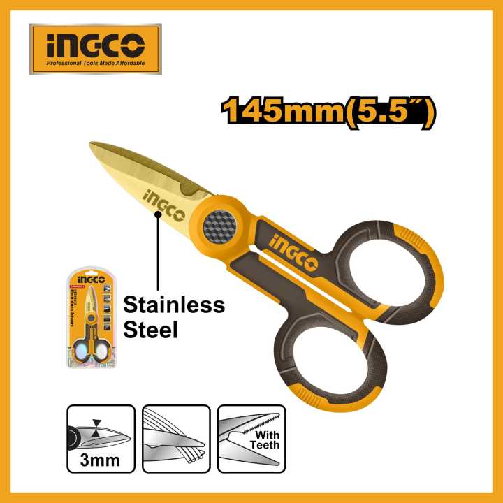 INGCO 5.5" Electrician's scissors With Unique design handle HES02855 ...