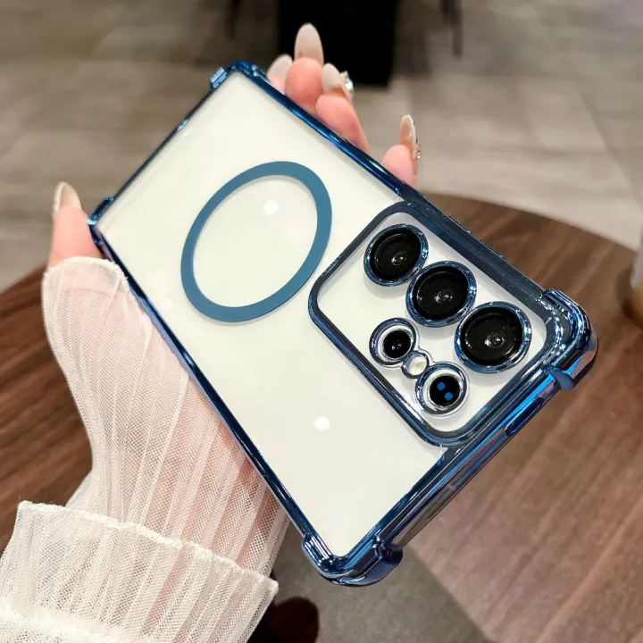 HOCE Luxury Plating Magnetic Phone Cases For Samsung Galaxy S25 S24 S23 S22 Ultra Plus S23 FE ...