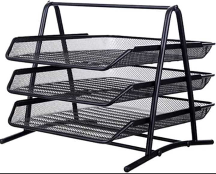 Bizzy 3 Tier Document Tray Metal Mesh Document Rack File Holder Letter ...