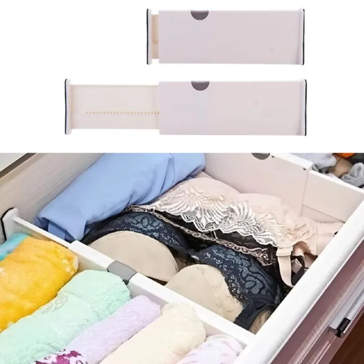 Creative Adjustable Drawer Partition Plastic White Home Organization ...