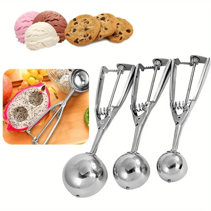 3Pcs/Set Eco-Friendly 4/5/6cm Ice Cream Scoop Stainless Steel Mash Ice ...