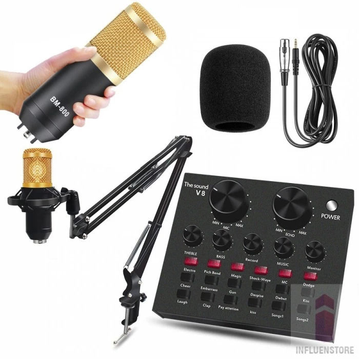 Bm800 Professional Studio Condenser Microphone with V8 Sound Card | Daraz.com.np
