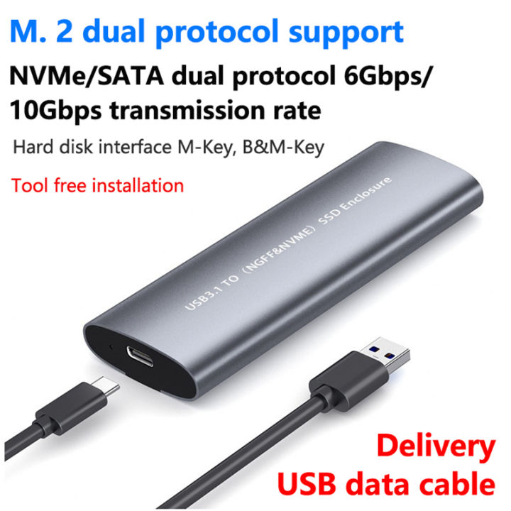 M.2 NVME NGFF Dual Protocol SSD Case USB Type C HDD Box 10Gbps Enclosure Hard Disk Box Universal ...