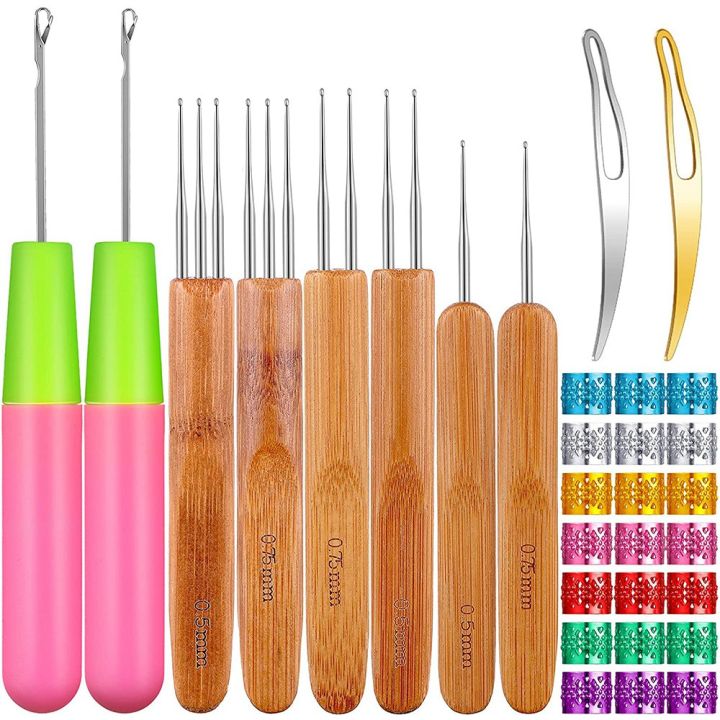 NCANRUI 31Pc Crochet Needle Locking Tool Set, Dreadlocks Needles Hair ...