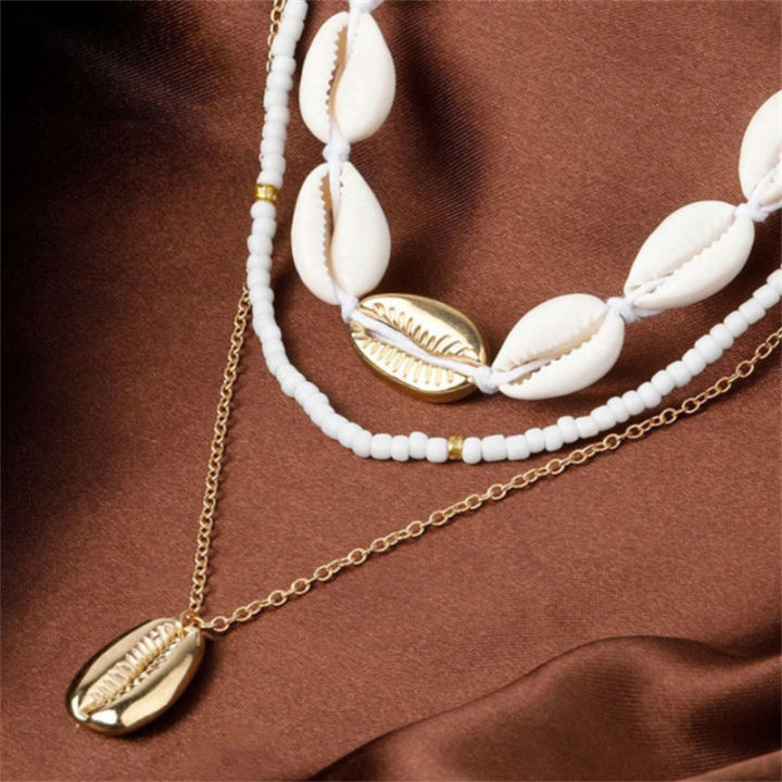2pcs/set Summer Natural Sea Shell Choker Necklace For Woman Bohemia ...