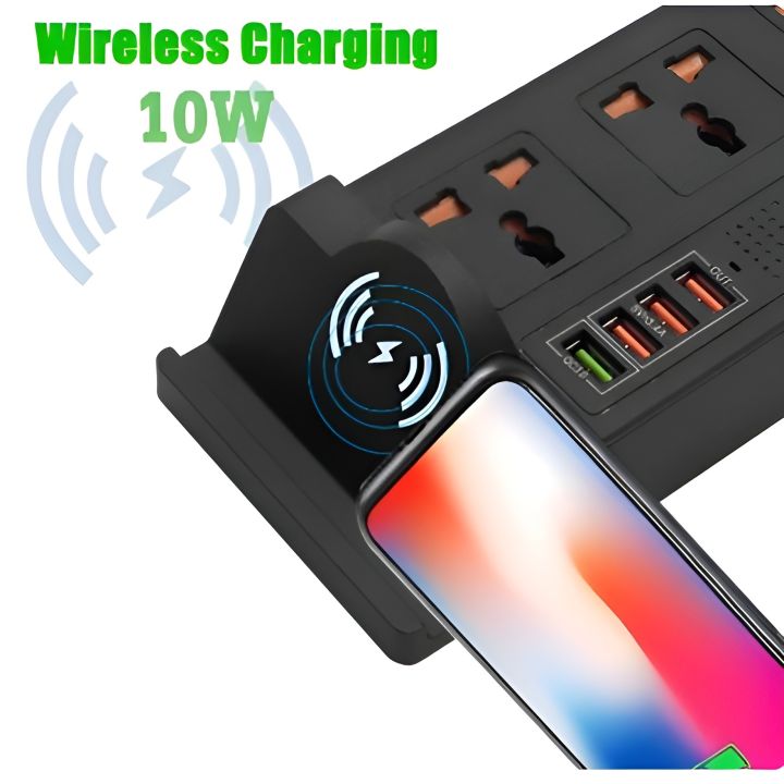 Smart Power Strip with Wireless Charger 2USB + Quick Charge QC 3.0 ...