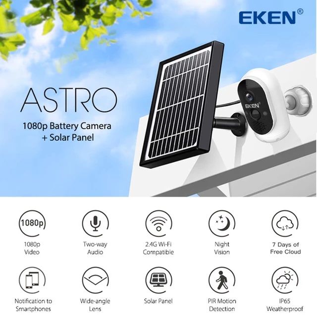 EKEN Astro 1080p Full HD IP CCTV Camera With Battery Backup + Solor ...
