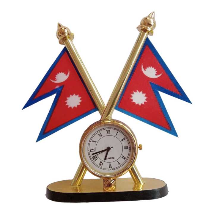 Unbreakable Nepal Flag With Watch Clock, Clock Table, Table Decor ...
