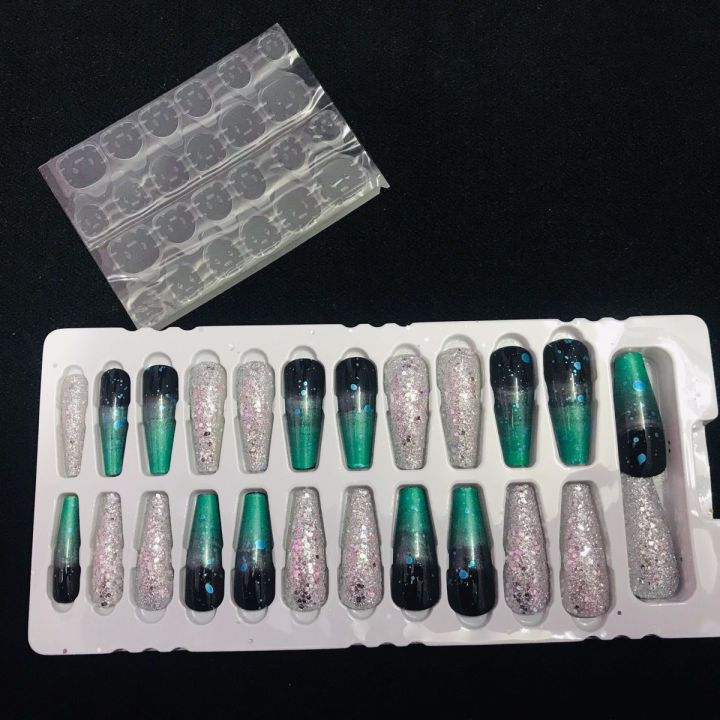 24 Pieces Sweet Fake Nails WithTape Glue | Daraz.com.np
