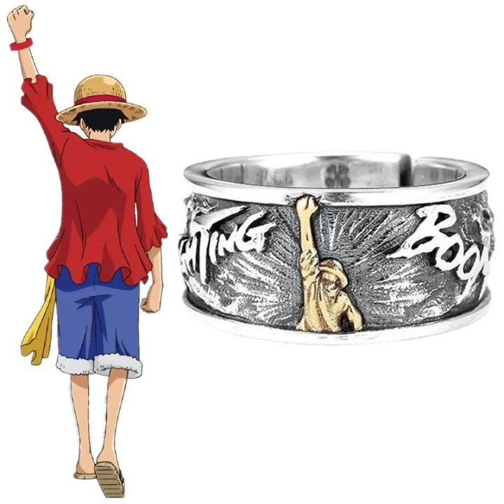 【VisioN Super Shop】Anime One Piece Luffy Ring Retro Light Adjustable ...