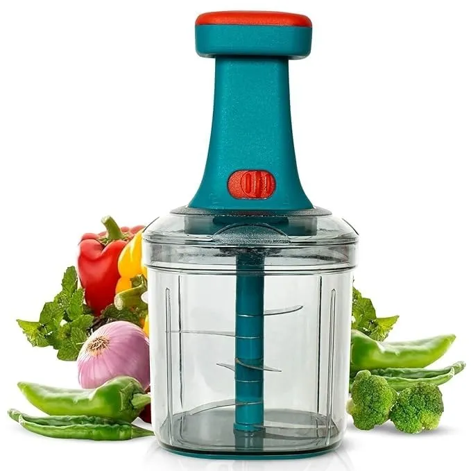 1100ml Big Hand Push Chopper with 5 Ultra-Sharp Japanese Steel Blades ...