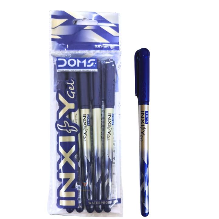 Doms Inxify Gel Pen | 0.6 mm Tip | Pack Of 5 Pens | Waterproof Ink ...