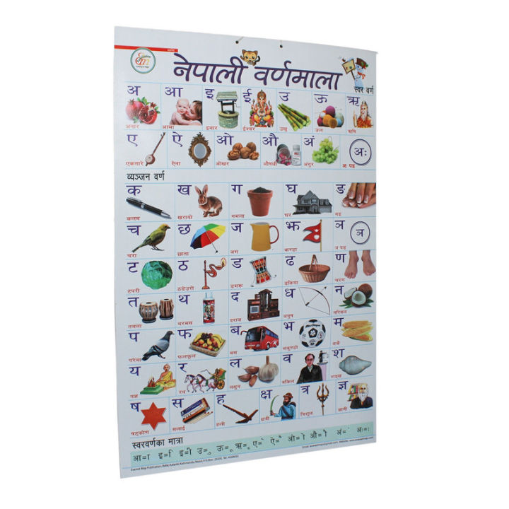Multicolor Nepali Barnamala English Alphabet 2 in 1 Chart For Kids ...
