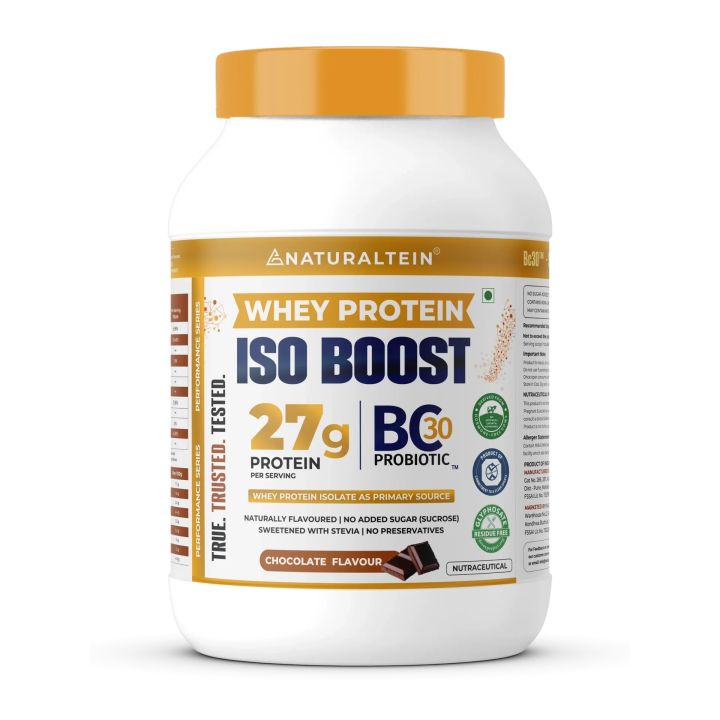Naturaltein 100% Whey Protein ISO Boost With BC 30 Probiotic 1Kg (36g ...