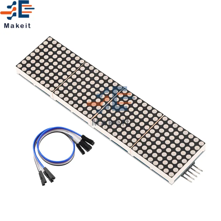 MAX7219 LED Microcontroller 4 In 1 Display with 5P Line Dot Matrix ...