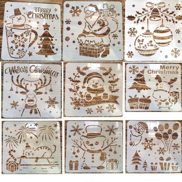 Stamp Floor Decor Wall Window Christmas Style Stencil Cute Snowman ...
