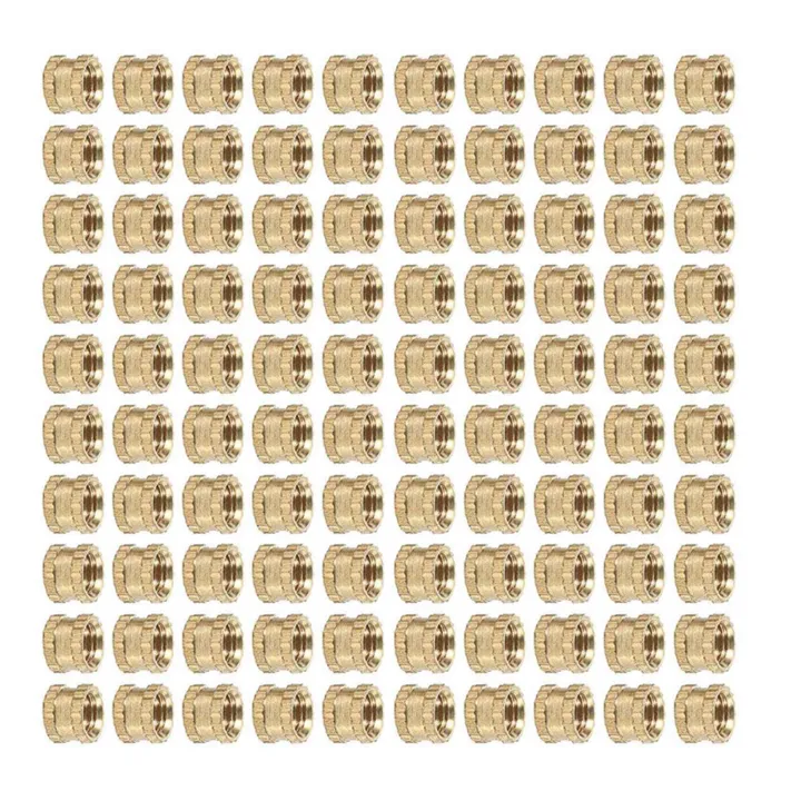 M3 x 3mm Female Thread Brass Knurled Threaded Insert Embedment Nuts ...