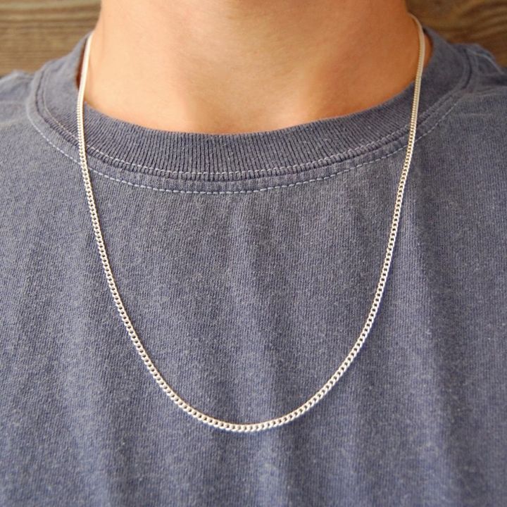 Simple Classic Chain Necklace For Men Metal Silver Colored Minimalist ...