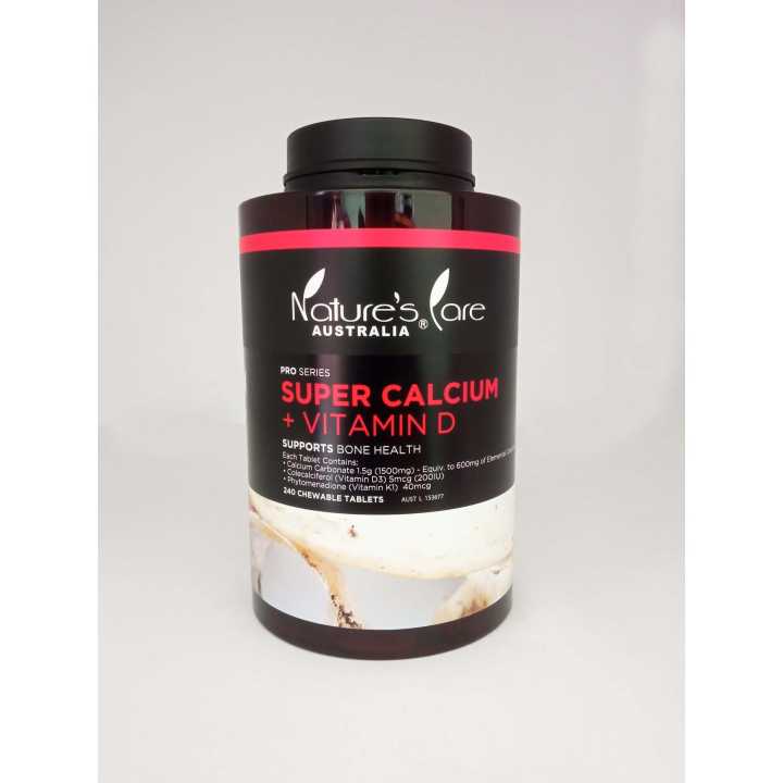Nature's Care Super Calcium + Vitamin D - 240 Chewable Tab For Bone ...